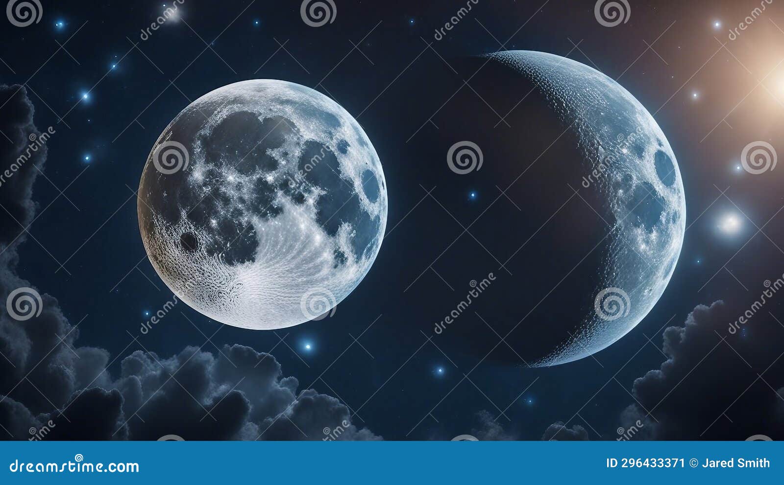 Moon and Earth a Shiny Silver Moon with a Metallic Surface and Craters ...