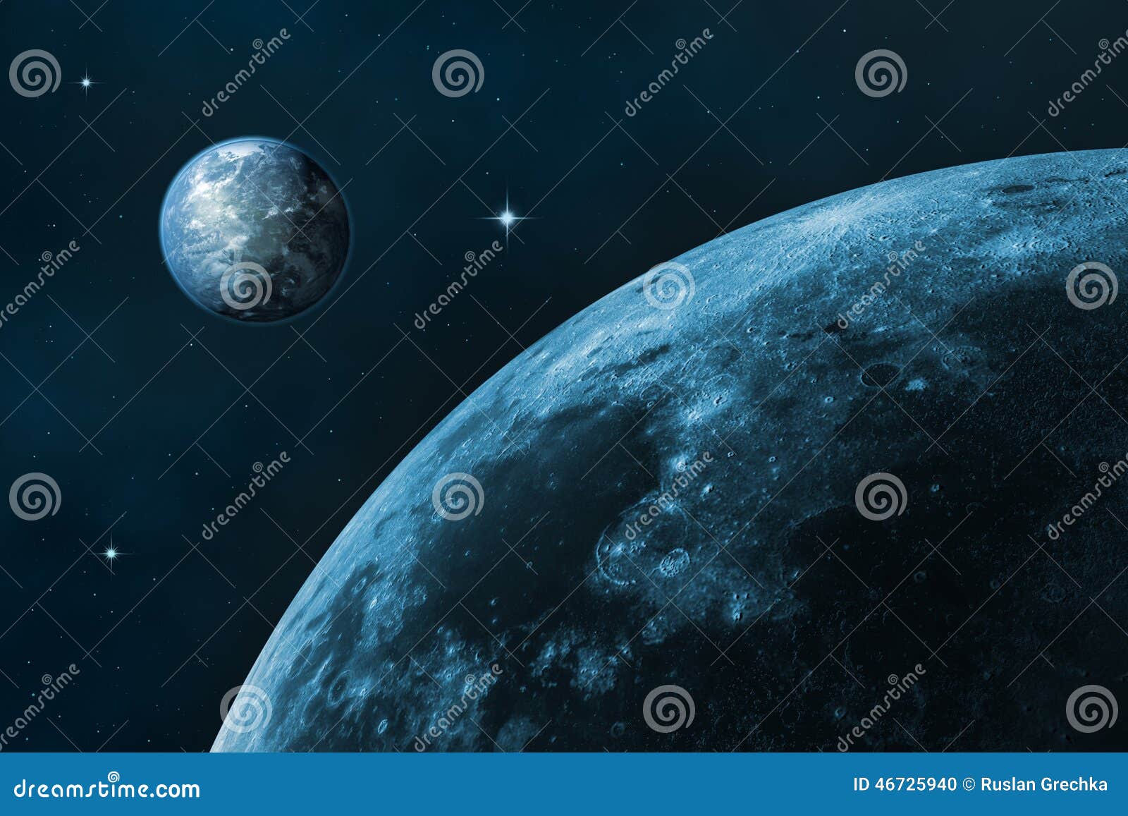 Moon and Earth stock photo. Image of astronautics, constellation - 46725940