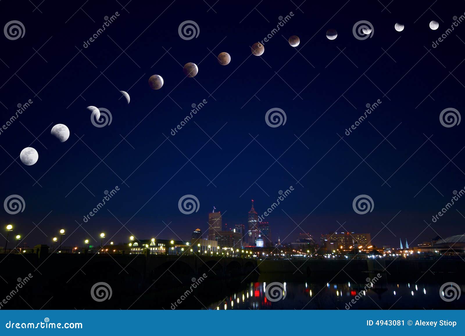 Moon eclipse over city stock image. Image of moon, planet - 4943081
