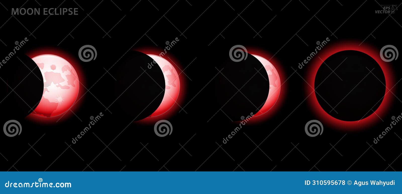 Moon Eclipse Phases Viewed from Outer Space. Eps. Stock Vector ...
