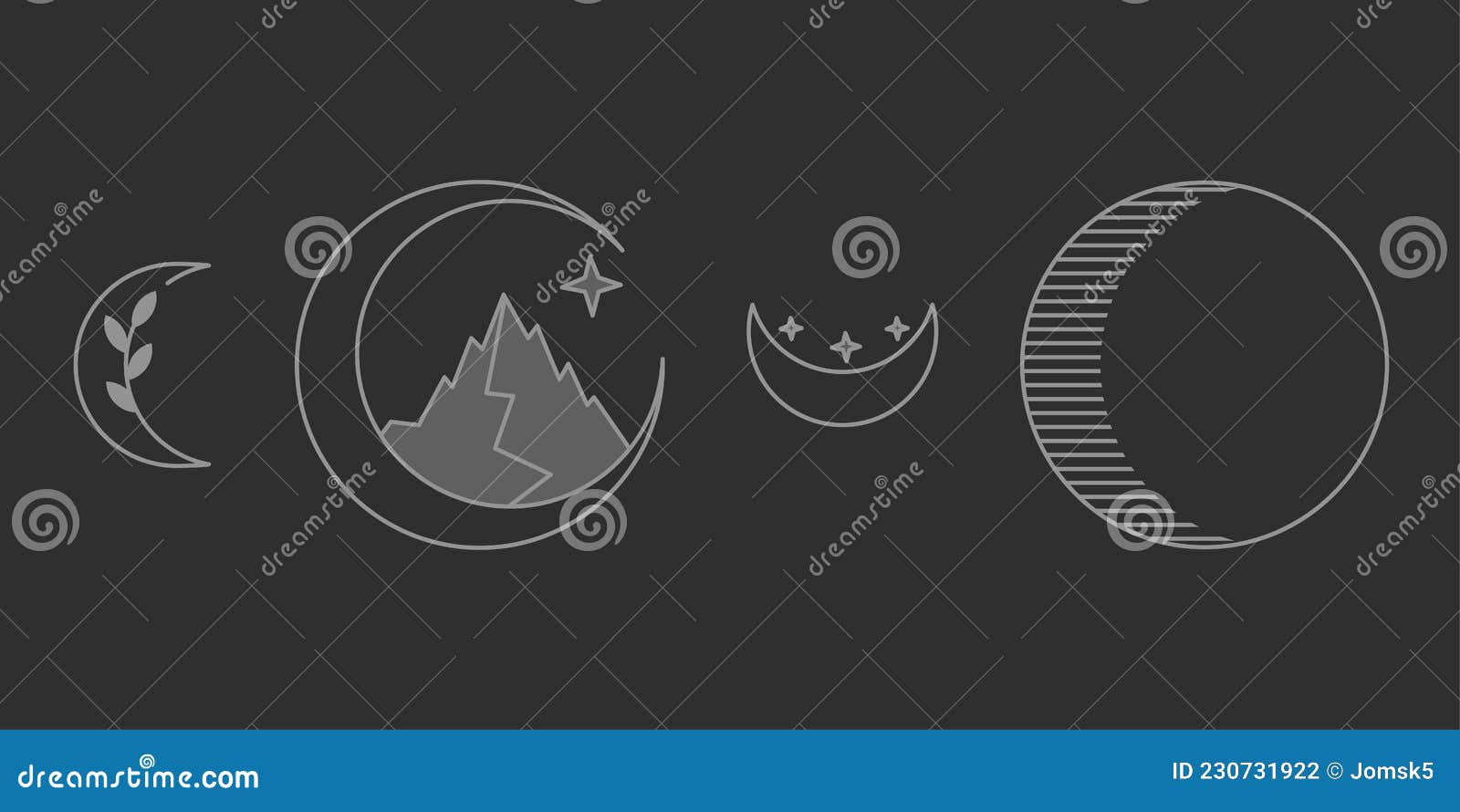 Moon with elements stock vector. Illustration of mountain - 230731922