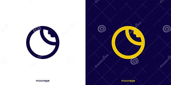 Moon Eye Logo. Crescent Moon and Eye with Lineart Outline Style Stock Vector - Illustration of ...