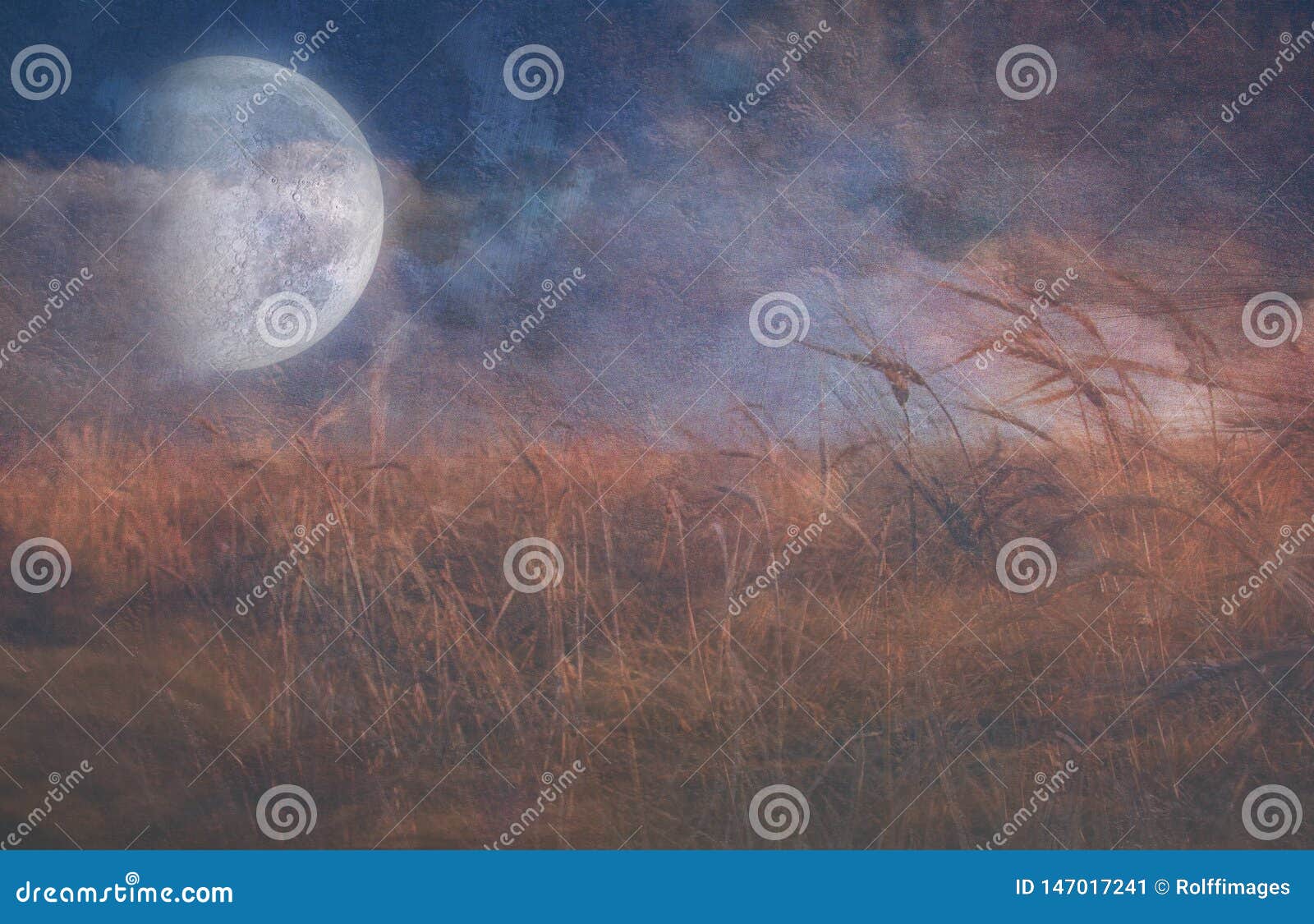 Moon Fall over Field stock illustration. Illustration of imagination ...