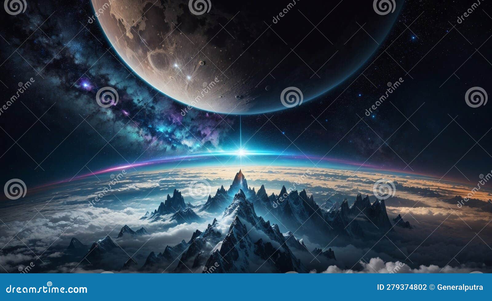 Moon Fall at the Top stock illustration. Illustration of breathtaking ...