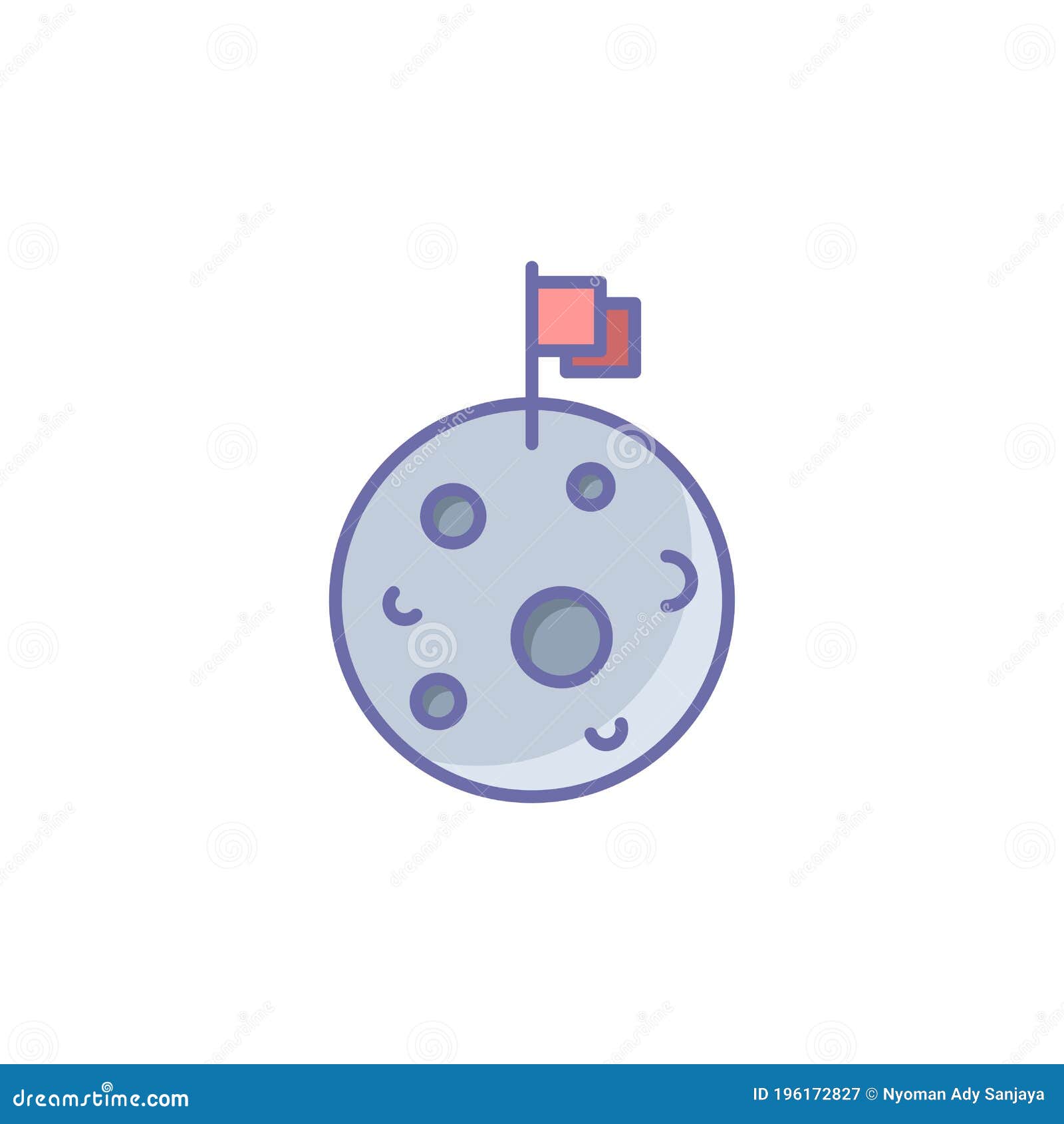 Moon with Flag Vector Icon Symbol Isolated on White Background Stock ...