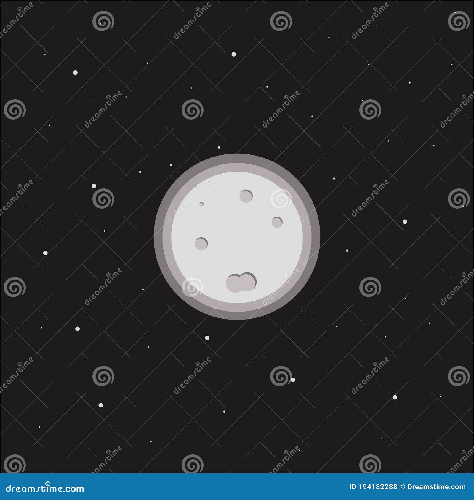 Moon In Flat Dasign Style. Night Space Astronomy And Nature Moon Icon ...