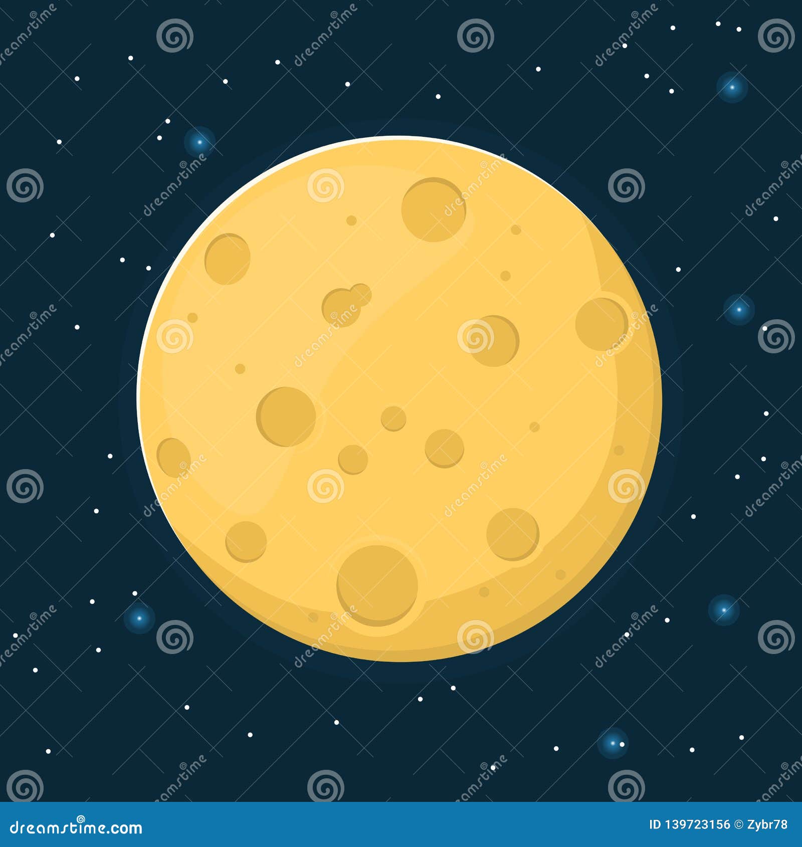 Moon in flat design style. stock vector. Illustration of satellite ...