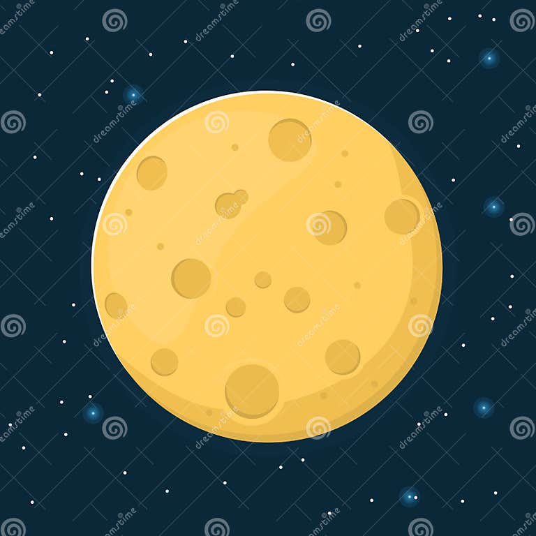 Moon in flat design style. stock vector. Illustration of satellite ...