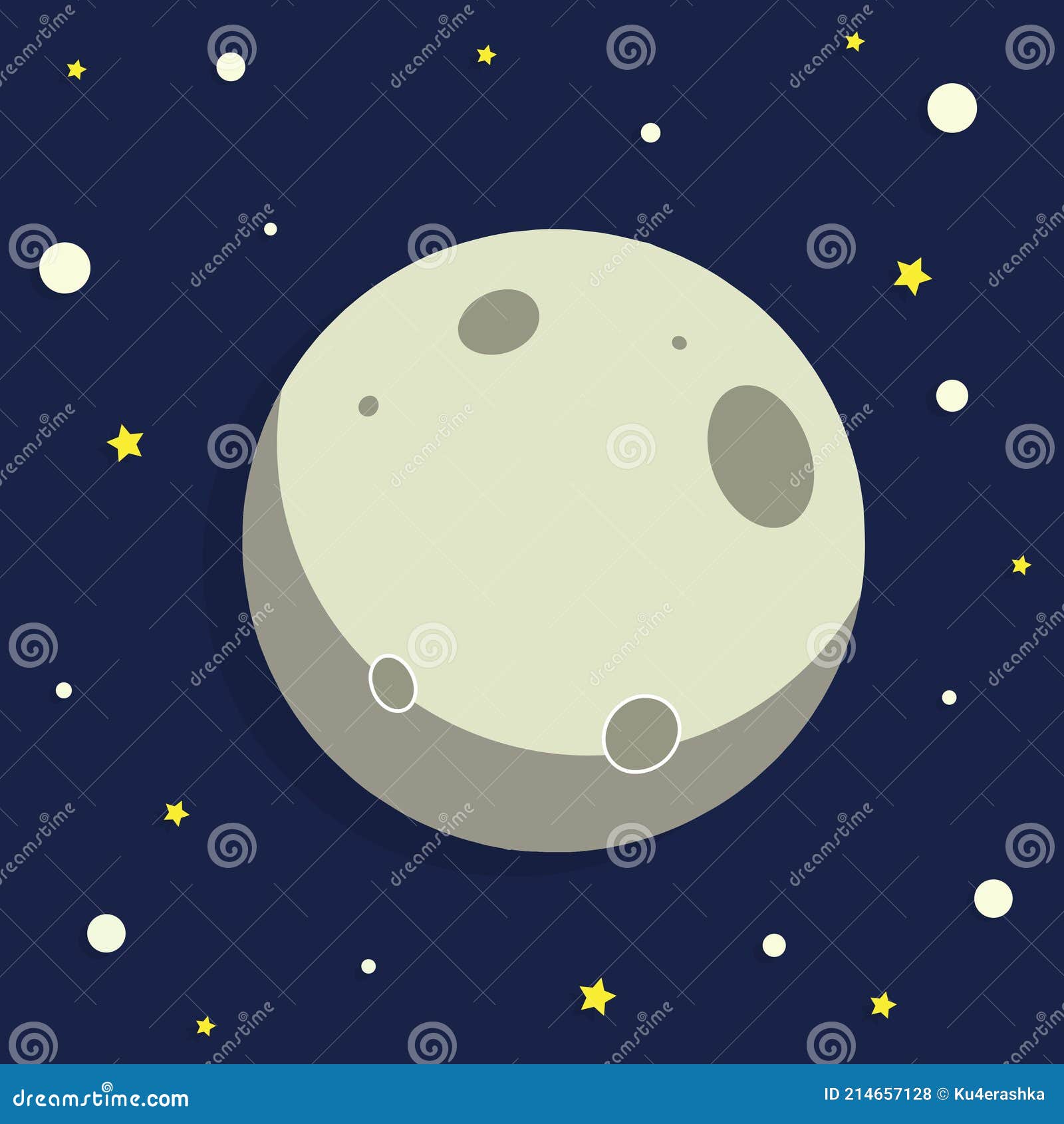 Moon in Flat Design Style. Vector Illustration Stock Vector ...
