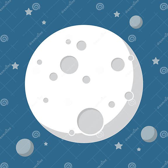 Moon in flat design style stock vector. Illustration of space - 78911724