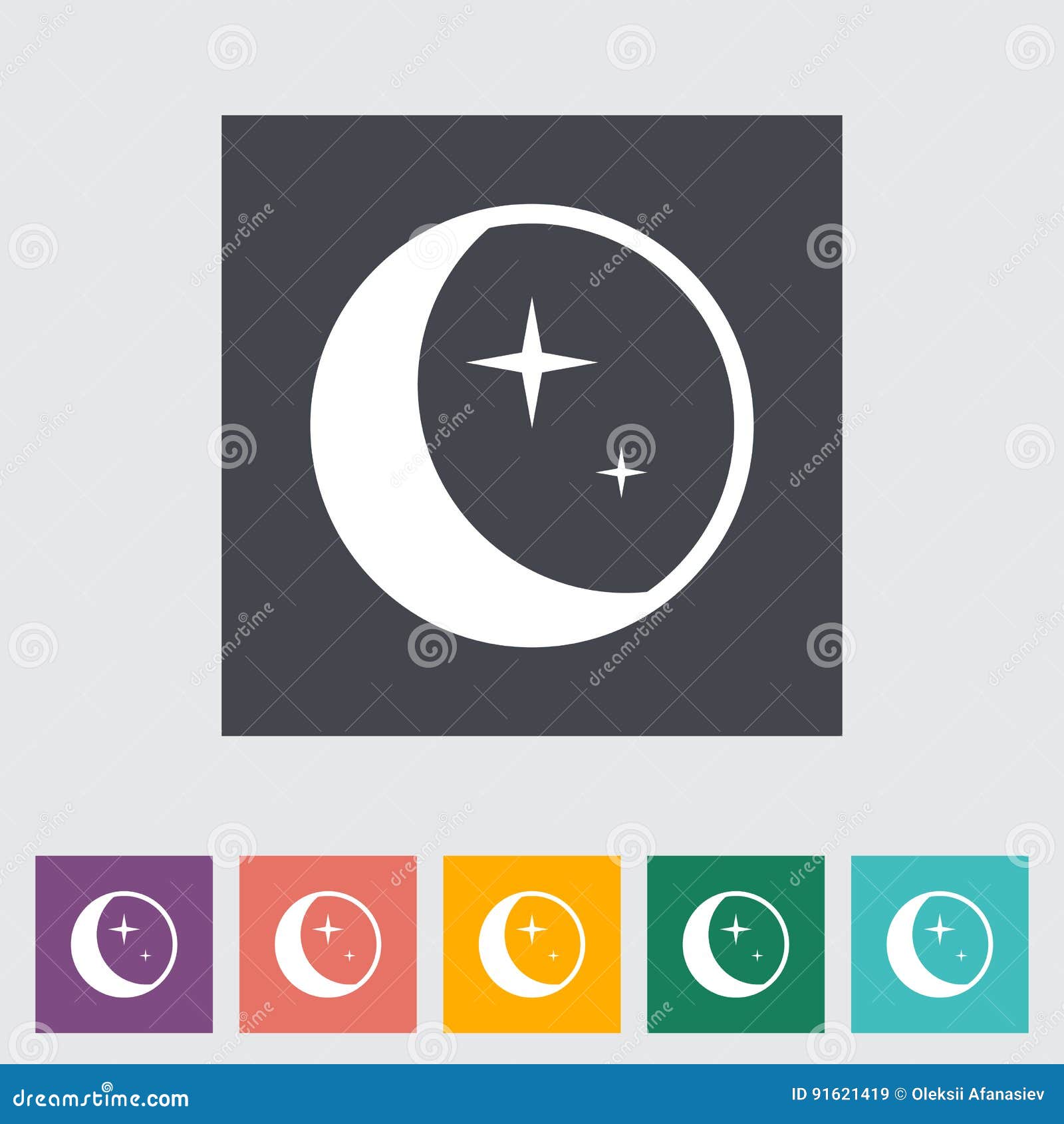 Moon flat icon. stock vector. Illustration of science - 91621419