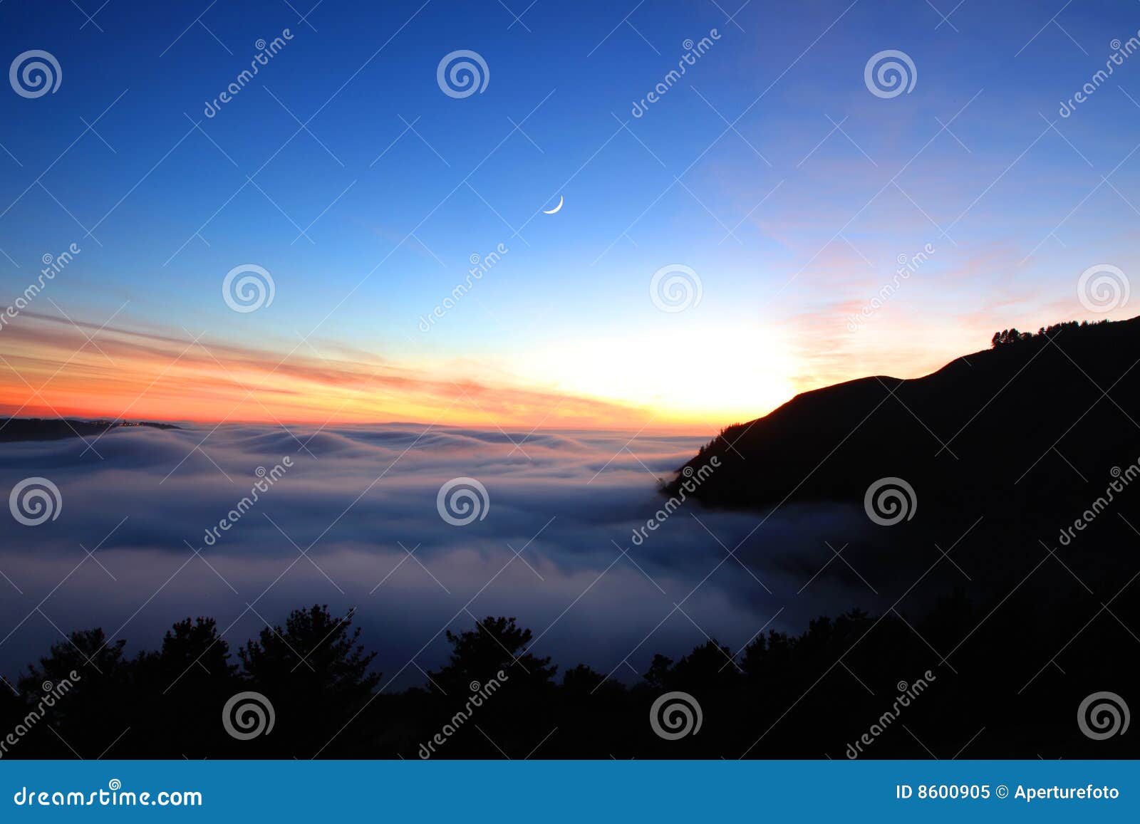 Moon and fog after sunset stock image. Image of relax - 8600905