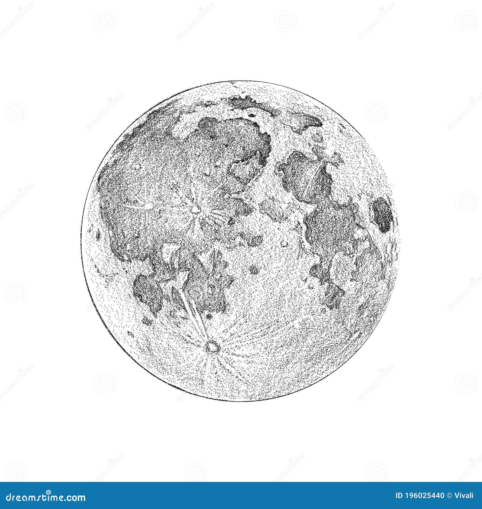 Moon Full Phase, Illustration Sketch Style, Full Moon Image On White ...