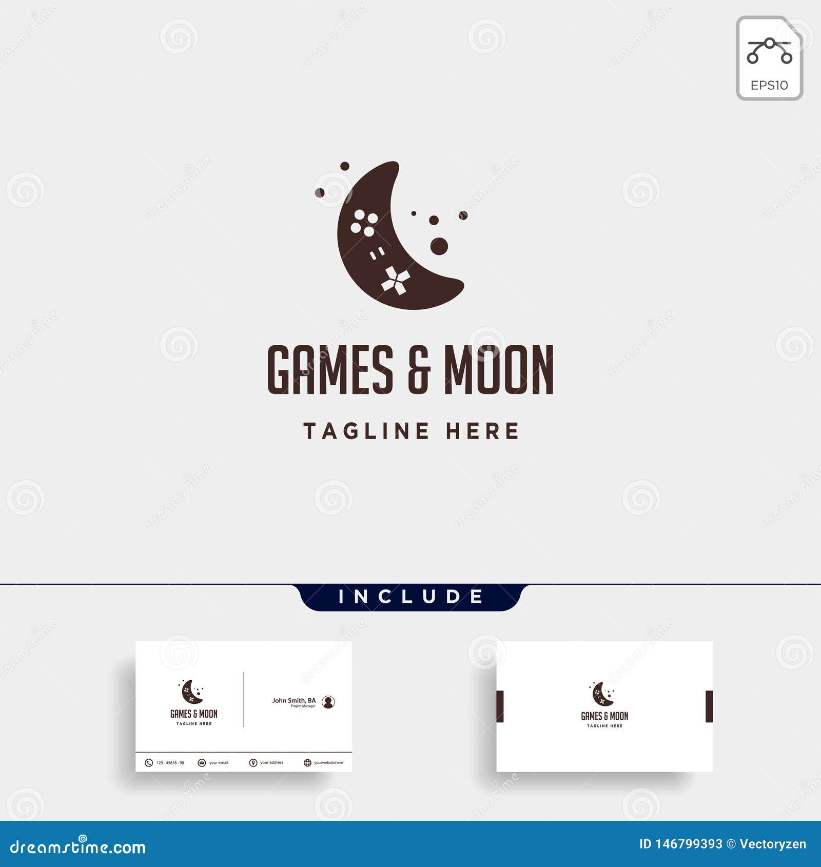 Moon Game Logo Design Template Vector Illustration Icon Element Stock ...