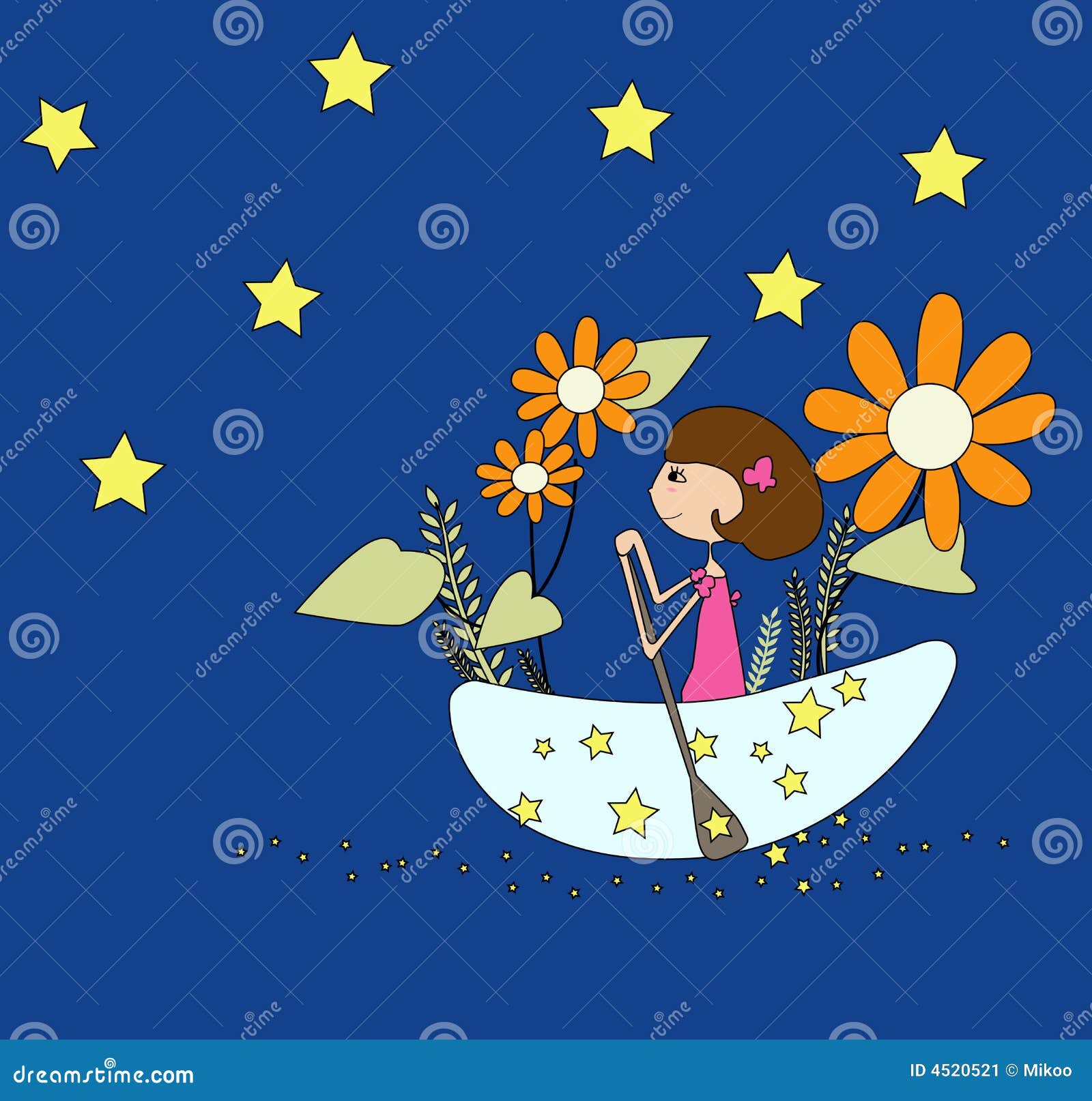 Moon girl stock vector. Illustration of lady, cute, friends - 4520521