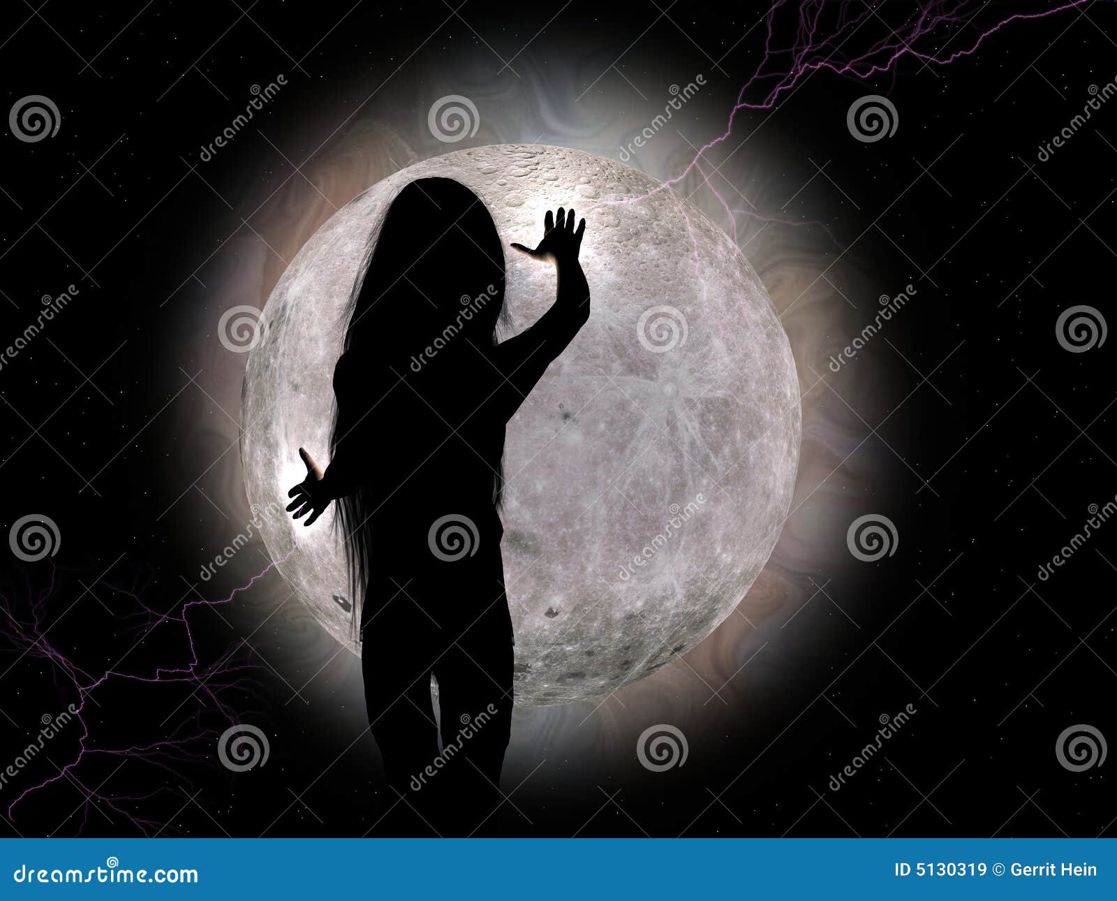 Moon girl. stock illustration. Illustration of black, occult - 5130319