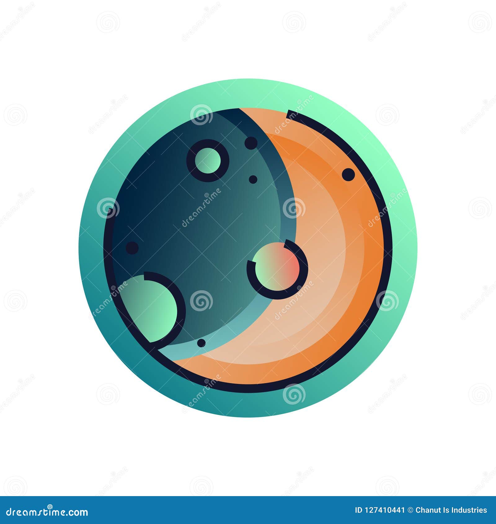 Moon gradient illustration stock vector. Illustration of dark - 127410441