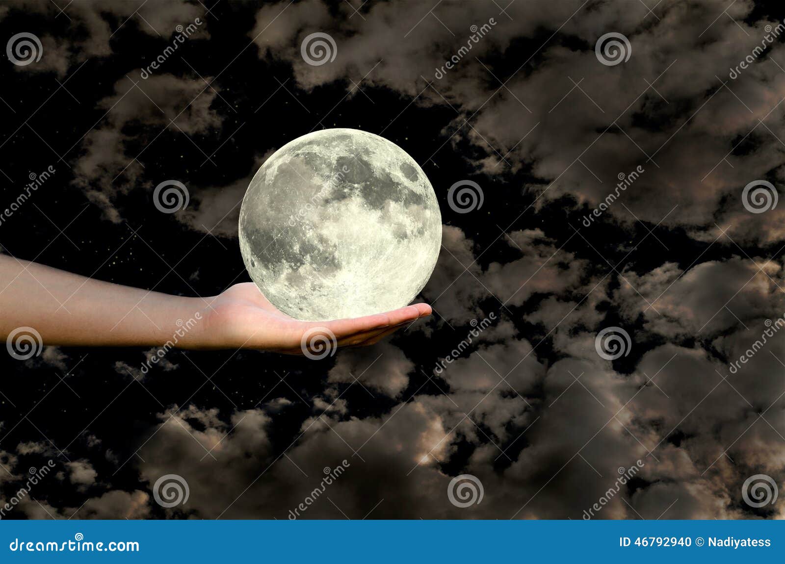 Moon in a hand stock photo. Image of shape, light, gripping - 46792940