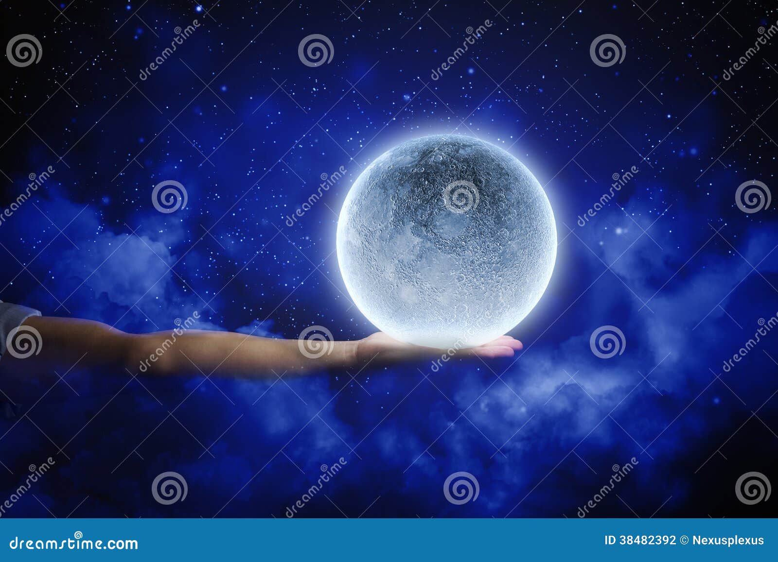 Moon in hand stock photo. Image of dusk, astrology, future - 38482392