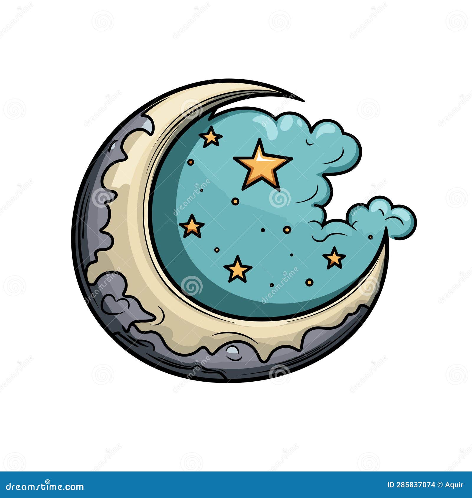 Moon Hand-drawn Comic Illustration. Moon. Vector Doodle Style Cartoon ...