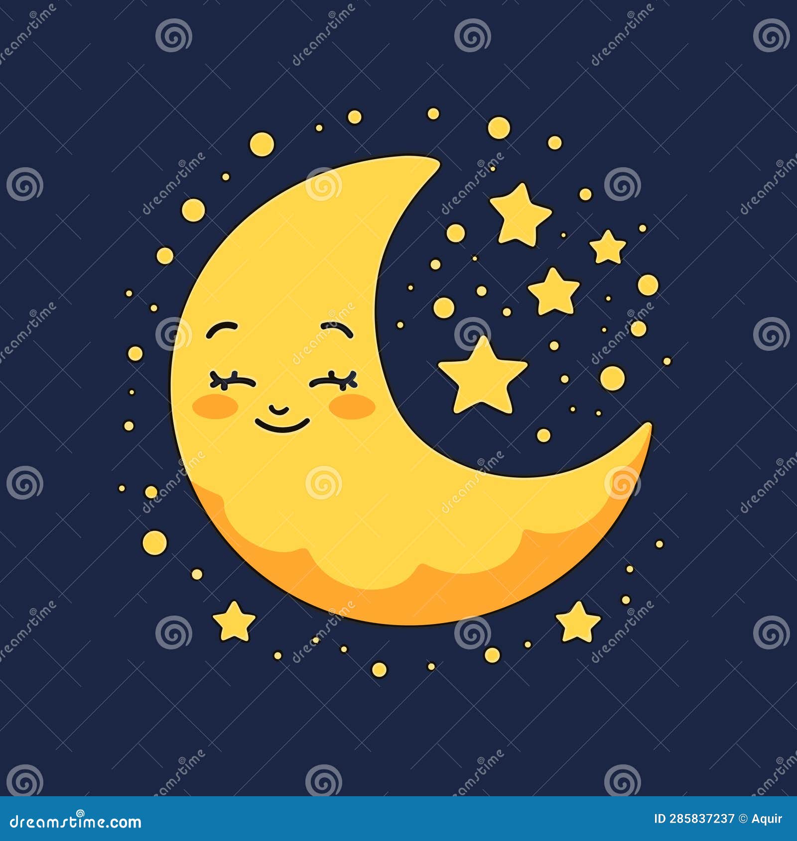 Moon Hand-drawn Comic Illustration. Moon. Vector Doodle Style Cartoon ...
