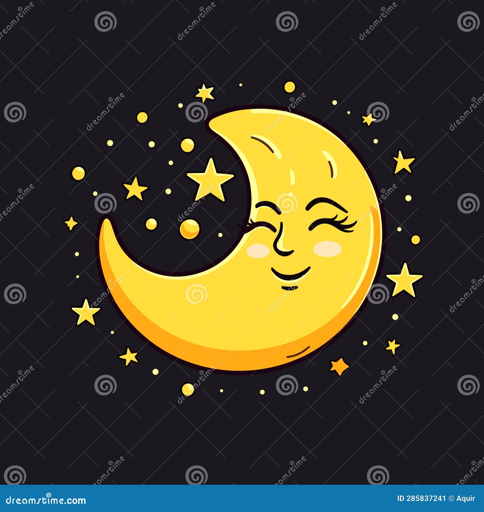 Moon Hand-drawn Comic Illustration. Moon. Vector Doodle Style Cartoon ...