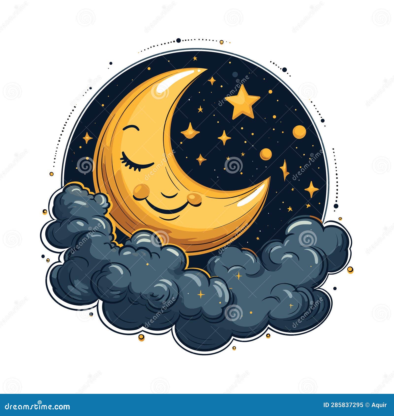 Moon Hand-drawn Comic Illustration. Moon. Vector Doodle Style Cartoon ...