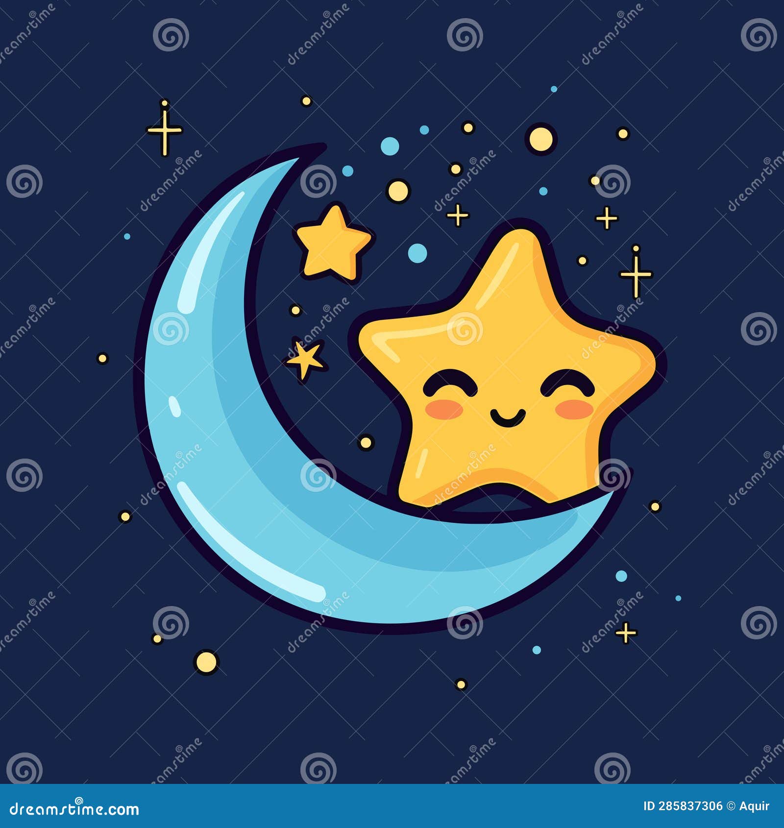 Moon Hand-drawn Comic Illustration. Moon. Vector Doodle Style Cartoon ...
