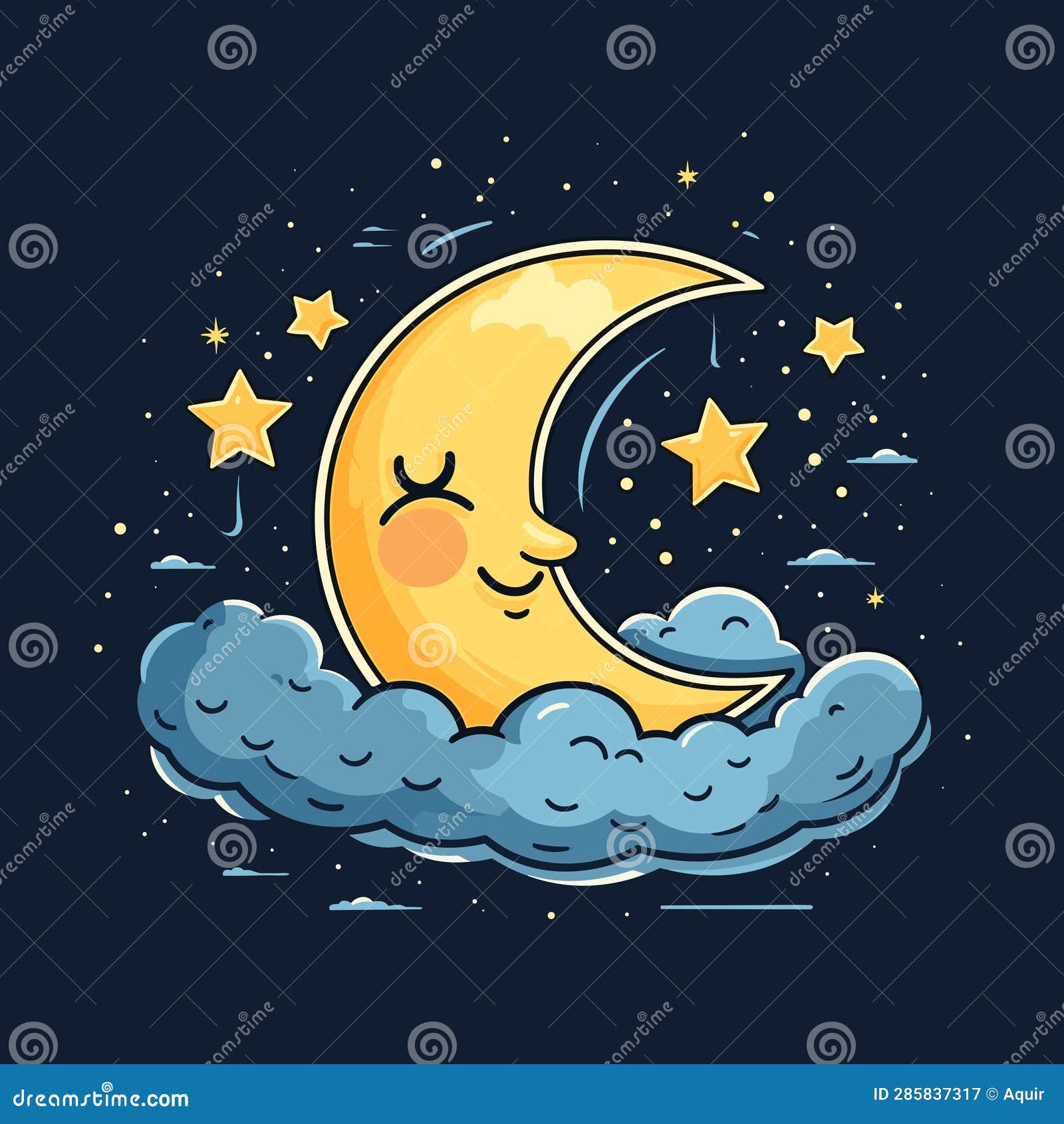 Moon Hand-drawn Comic Illustration. Moon. Vector Doodle Style Cartoon ...