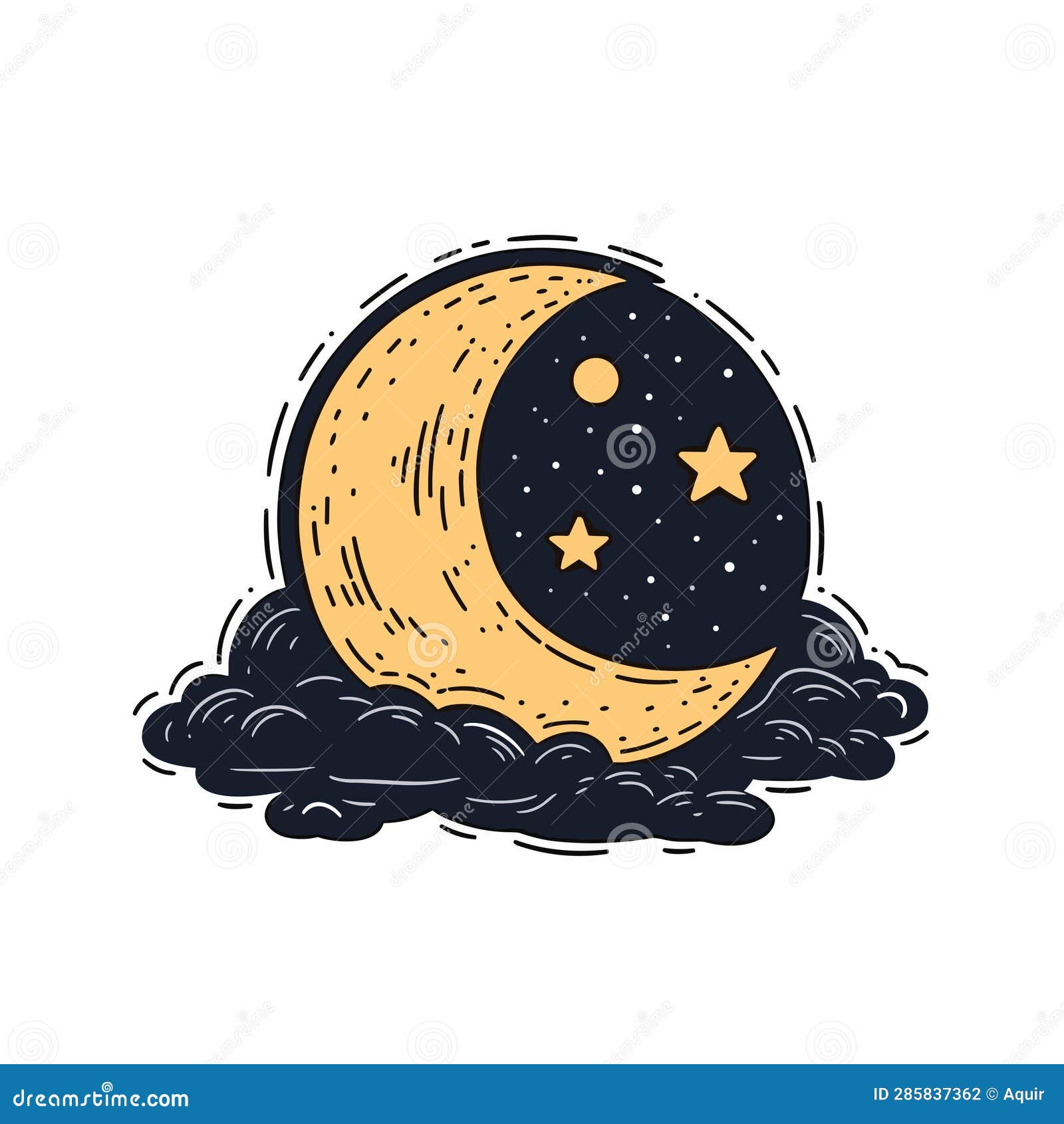 Moon Hand-drawn Comic Illustration. Moon. Vector Doodle Style Cartoon ...