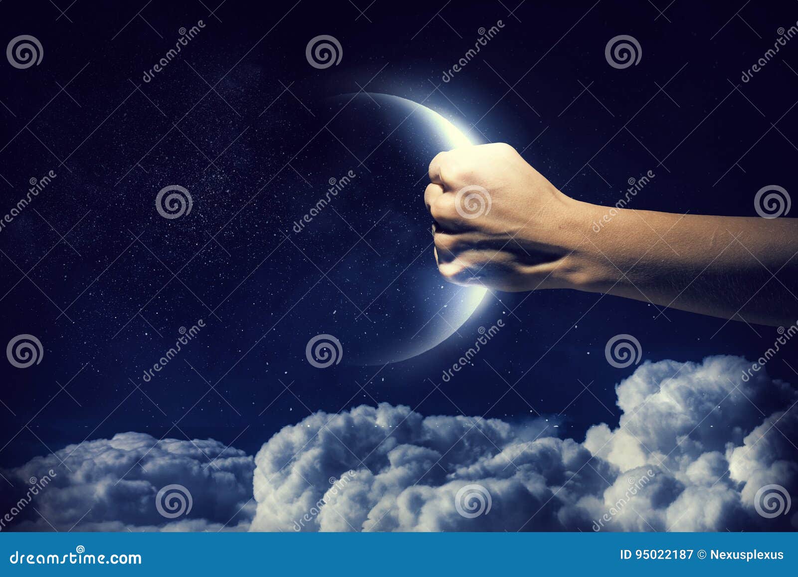 Moon in hand stock image. Image of hand, moonlight, concept - 95022187