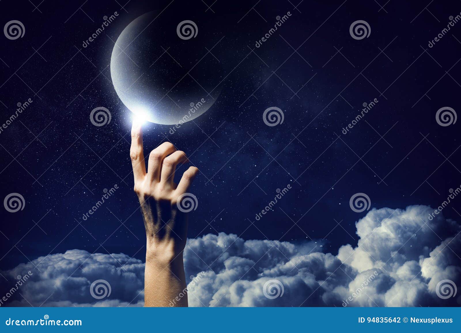 Moon in hand stock photo. Image of hold, astronomy, moon - 94835642