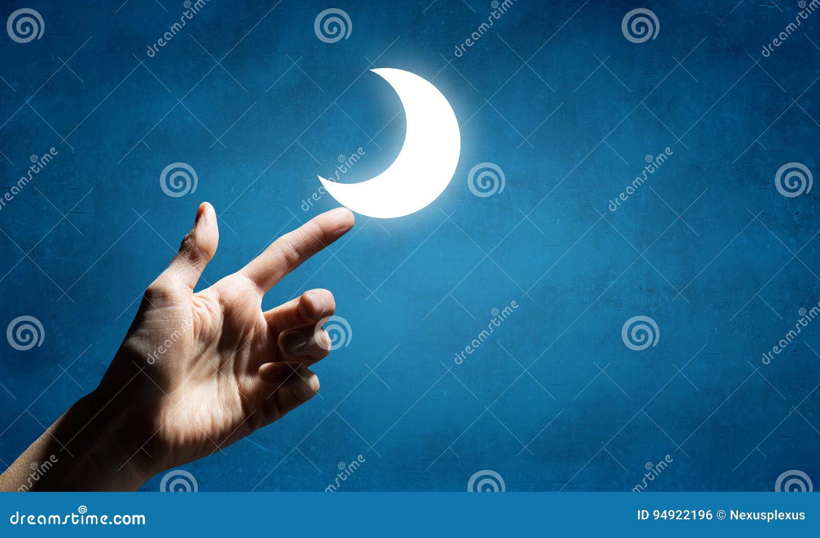 Moon in hand stock photo. Image of creation, touch, astronomy - 94922196