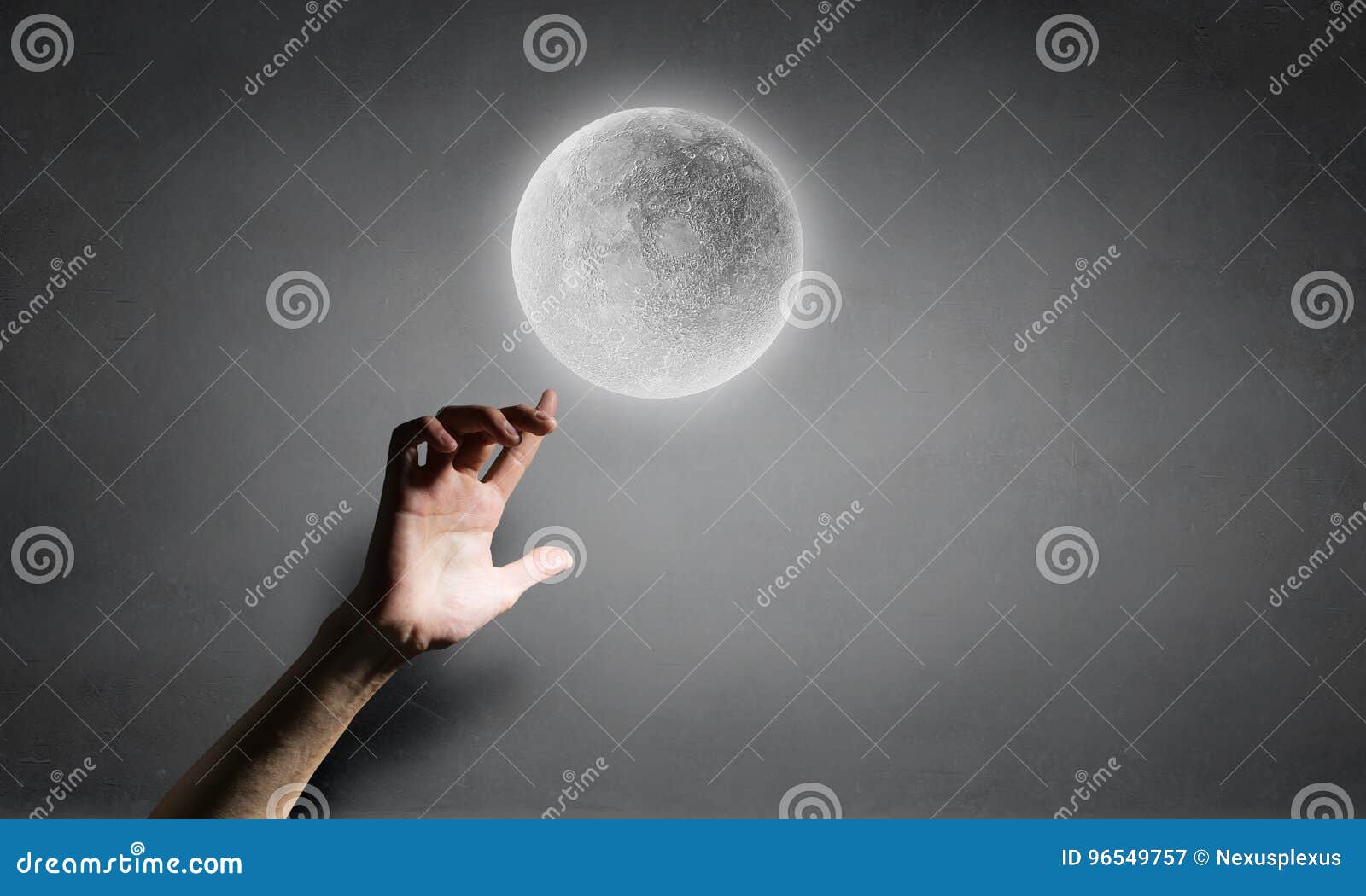 Moon in hand stock image. Image of showing, moonlight - 96549757