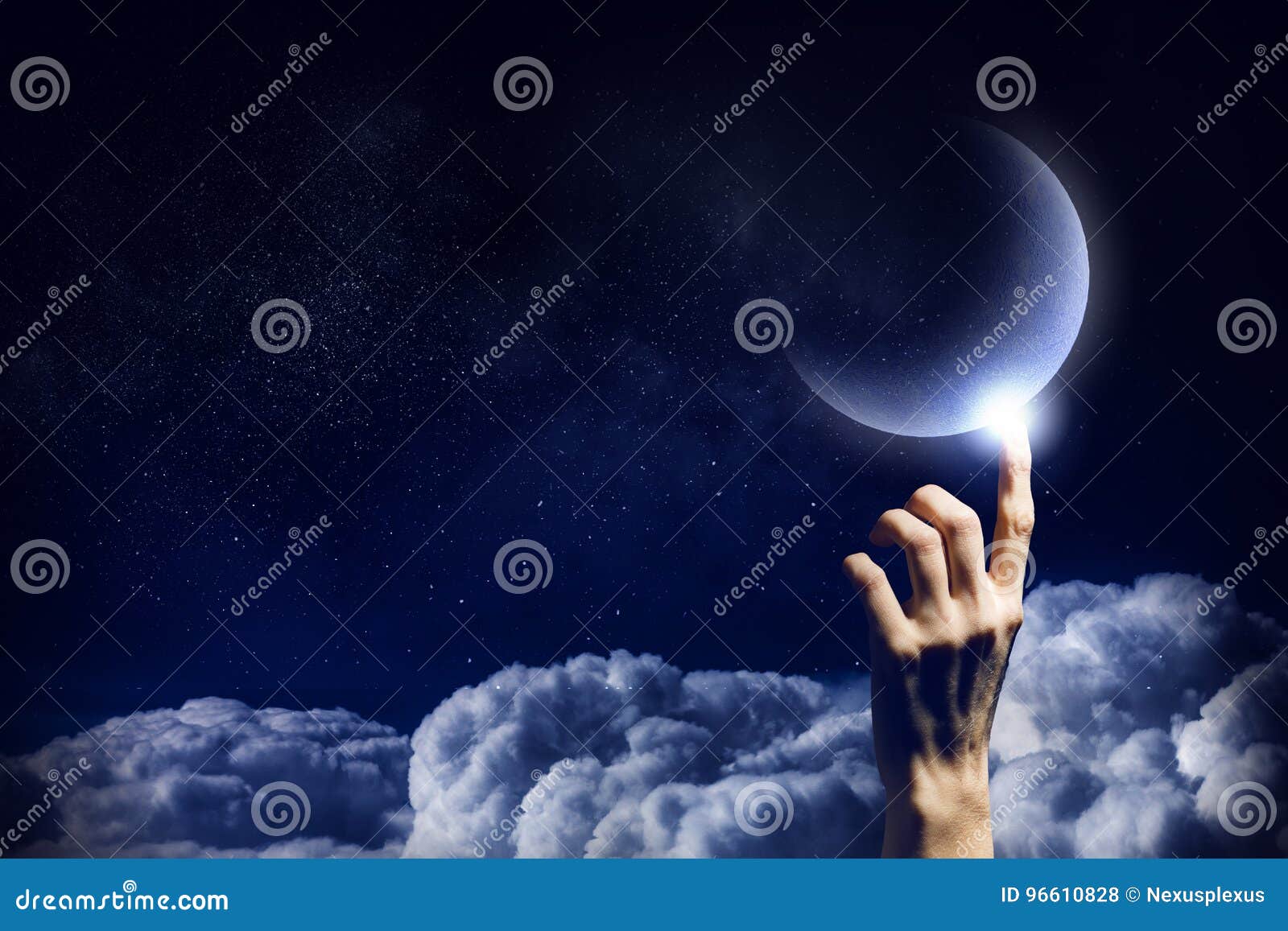 Moon in hand stock photo. Image of finger, gift, astronomy - 96610828