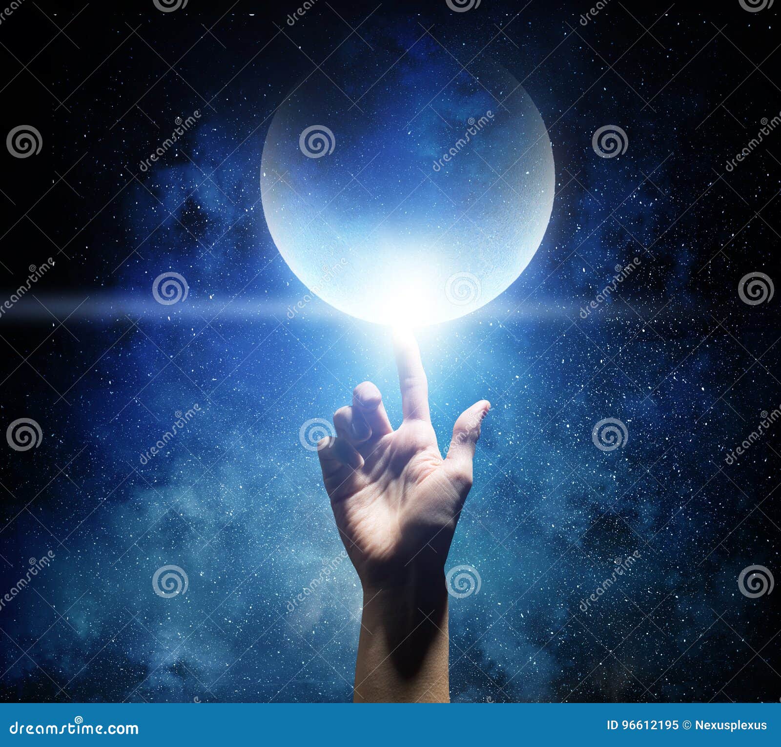 Moon in hand stock image. Image of create, astronomy - 96612195