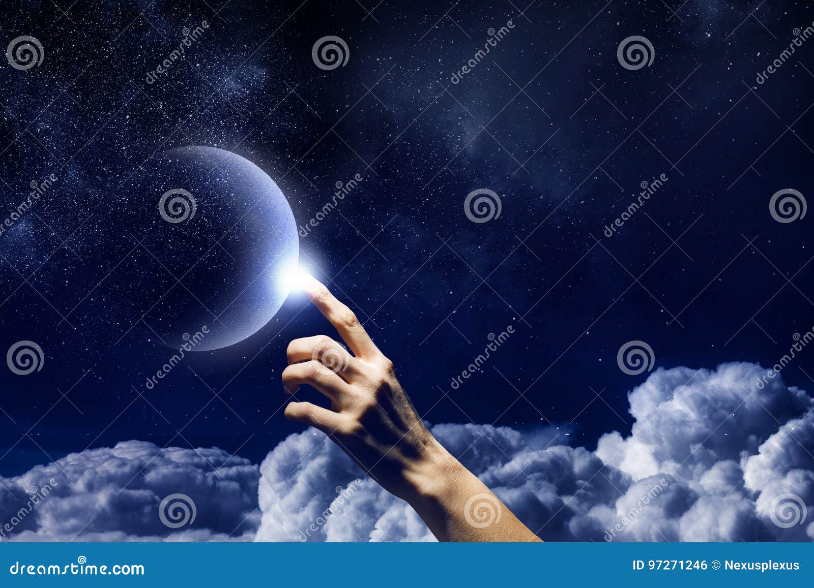 Moon in hand stock illustration. Illustration of give - 97271246