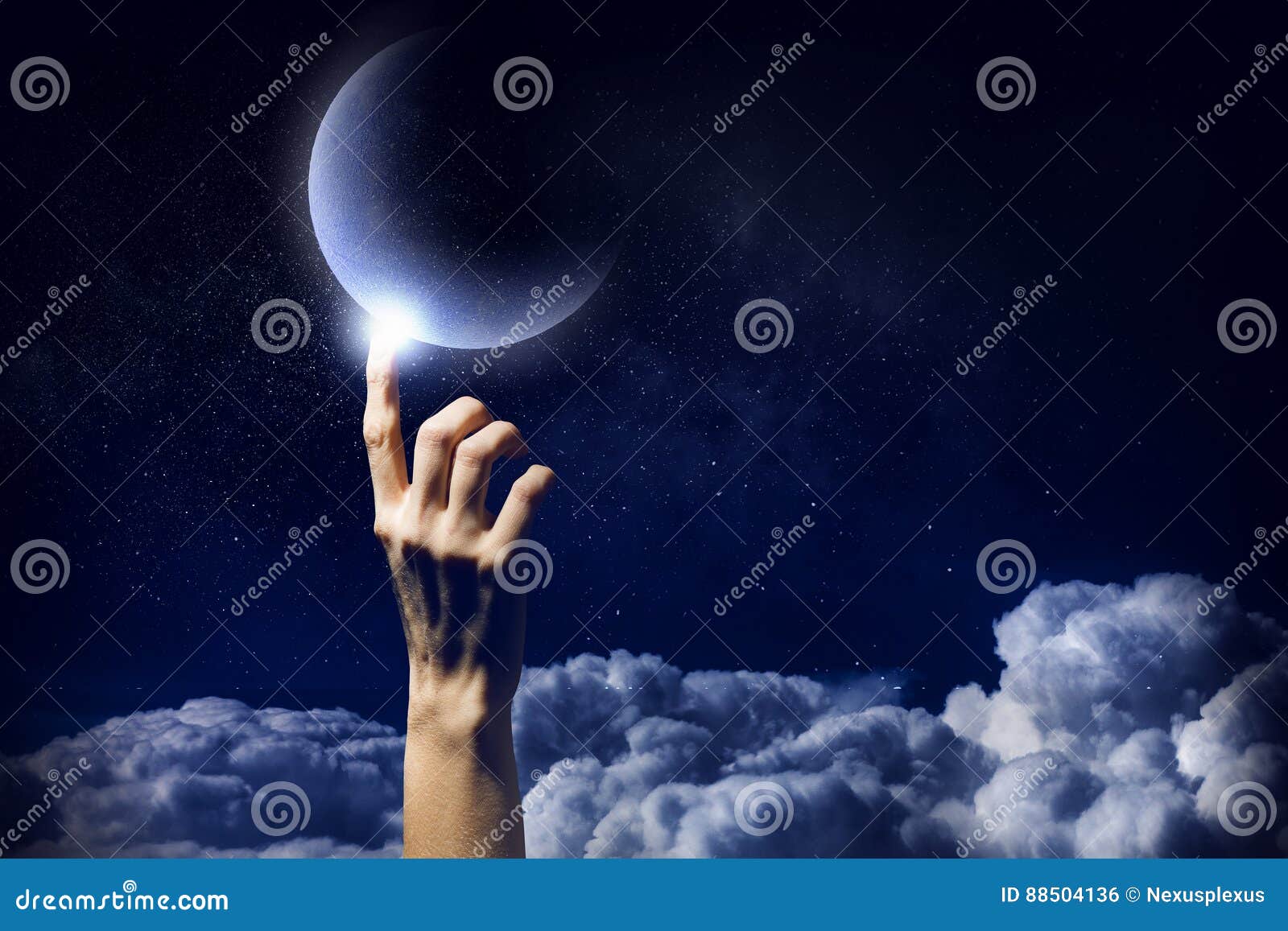 Moon in hand . Mixed media stock photo. Image of moonlight - 88504136