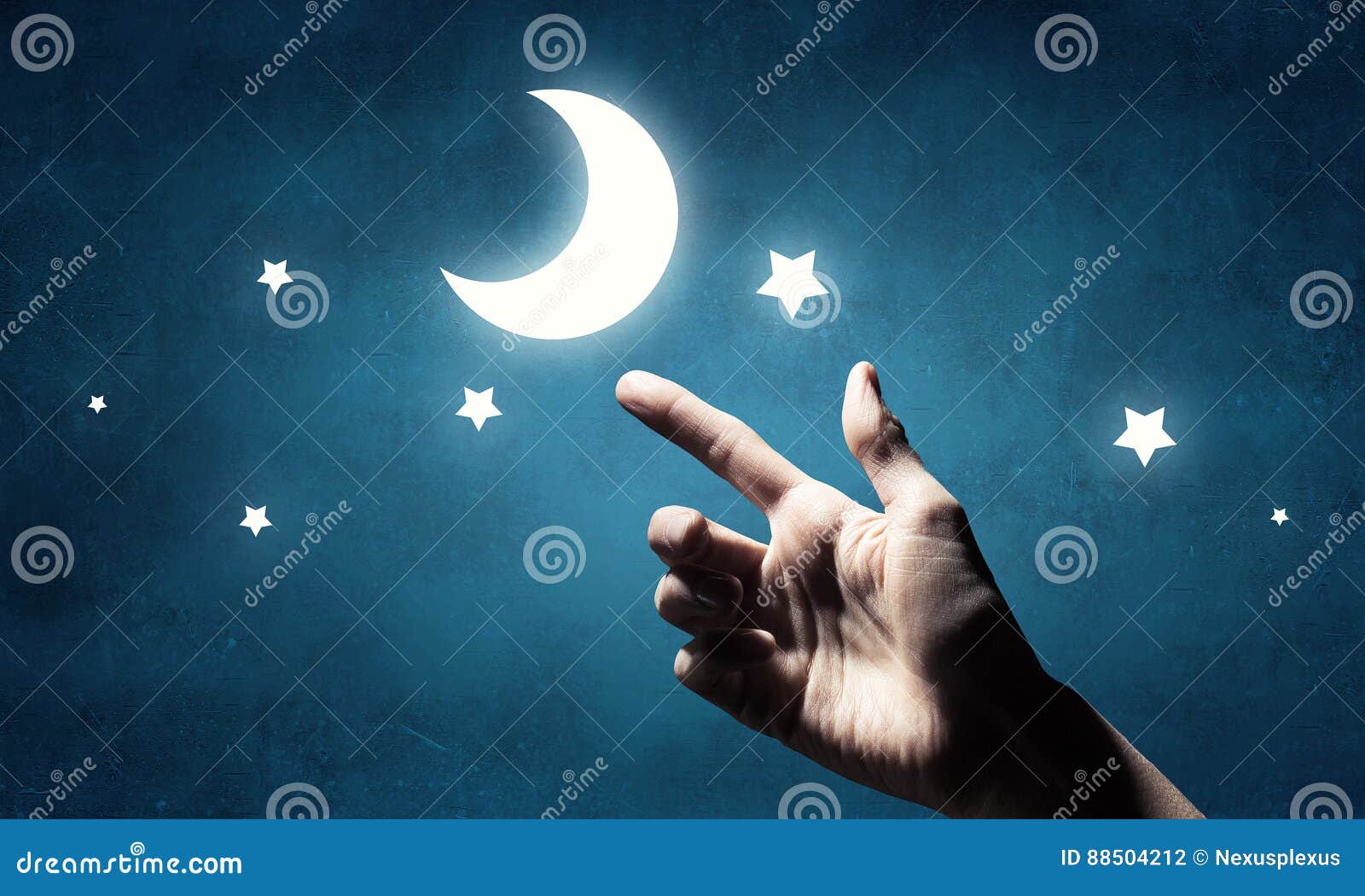 Moon in hand . Mixed media stock photo. Image of moonlight - 88504212