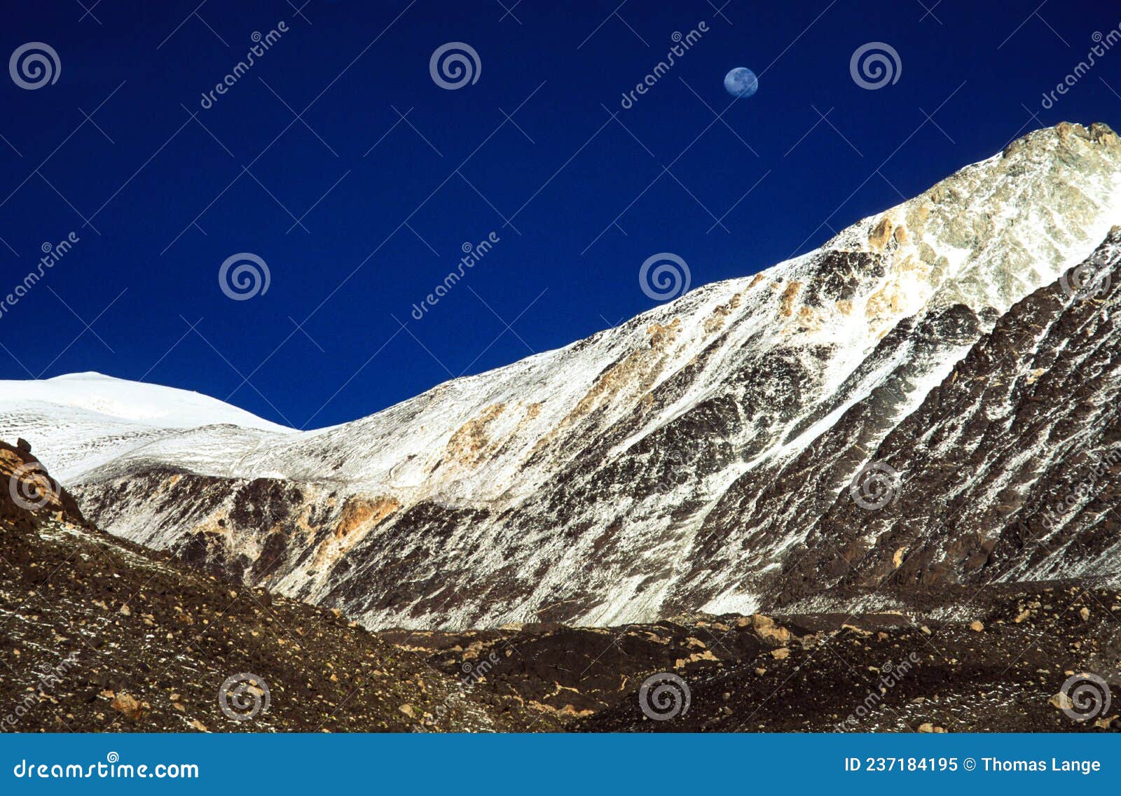 Full Moon Over the Snow Covered Mountains of the Andes Stock Image ...