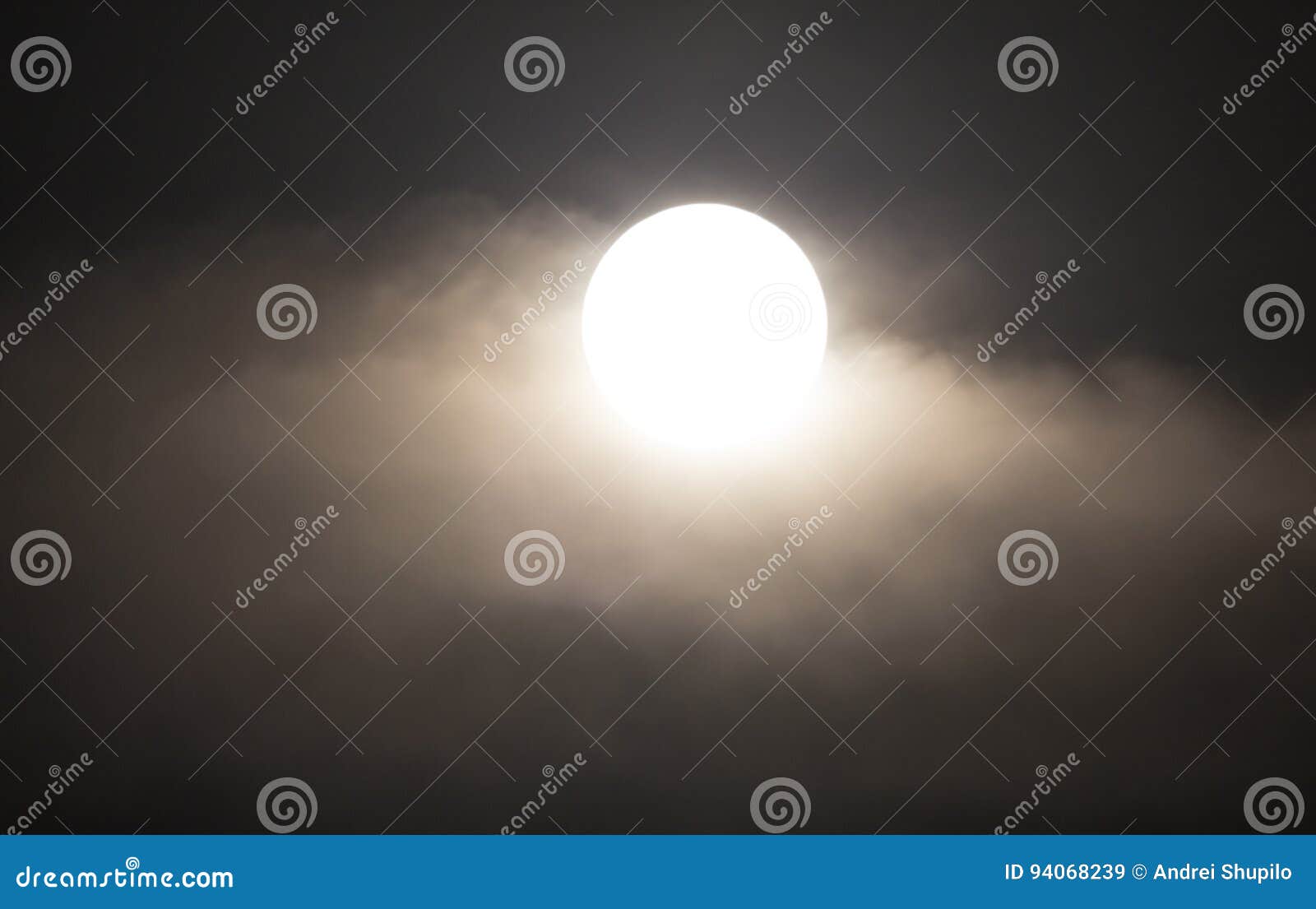 The Moon in the Haze of the Clouds at Night Stock Image - Image of ...