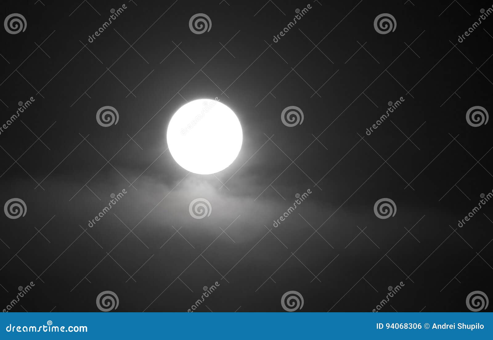 The Moon in the Haze of the Clouds at Night Stock Photo - Image of ...