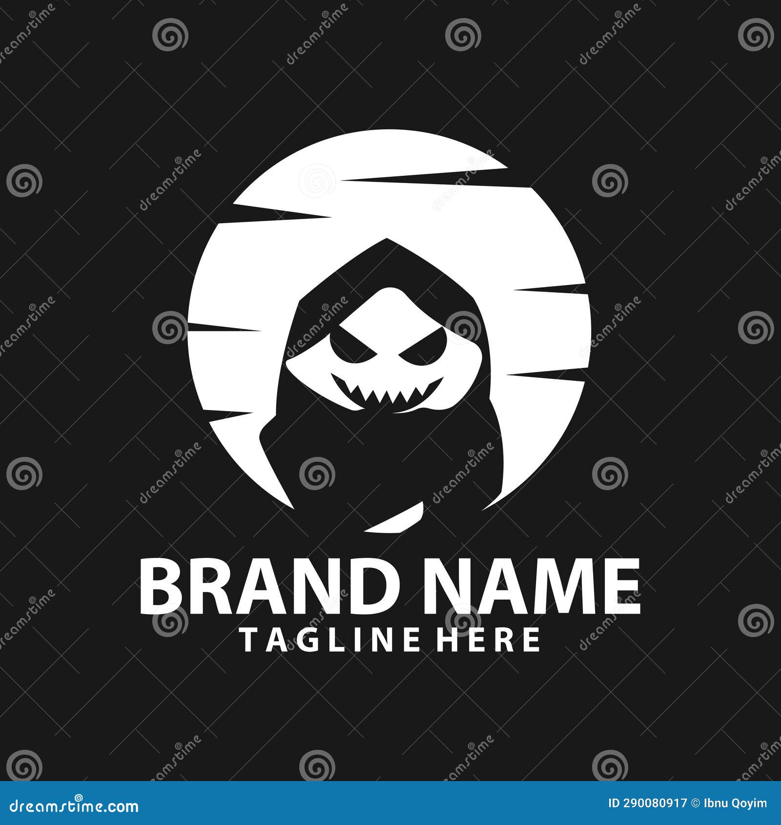 Moon Horor Ghost Logo Design Vector Stock Vector - Illustration of ...