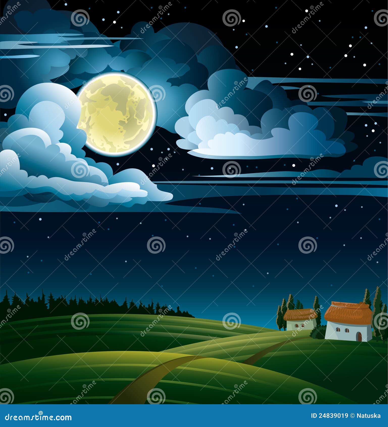 Moon and house stock illustration. Illustration of building - 24839019