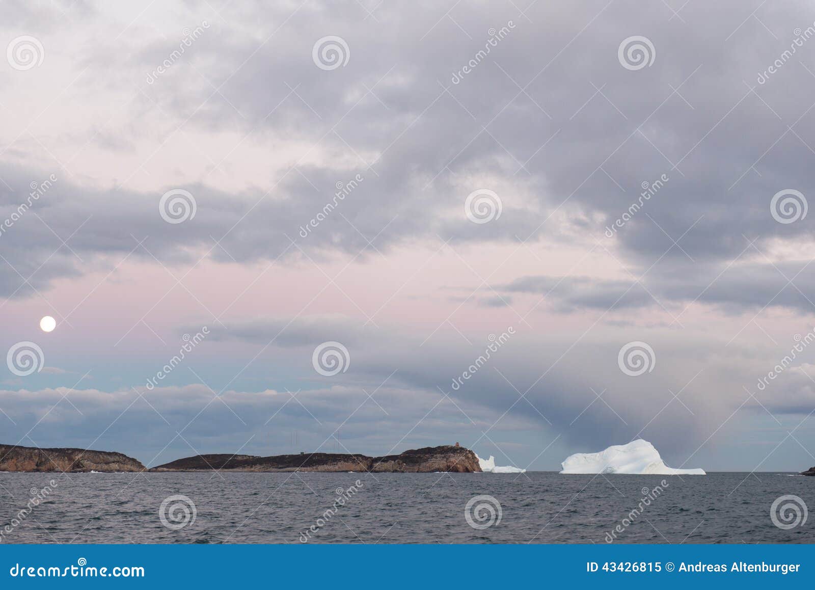 Moon Icebergs and Dramatic Sky Ocean Landscape Stock Image - Image of ...