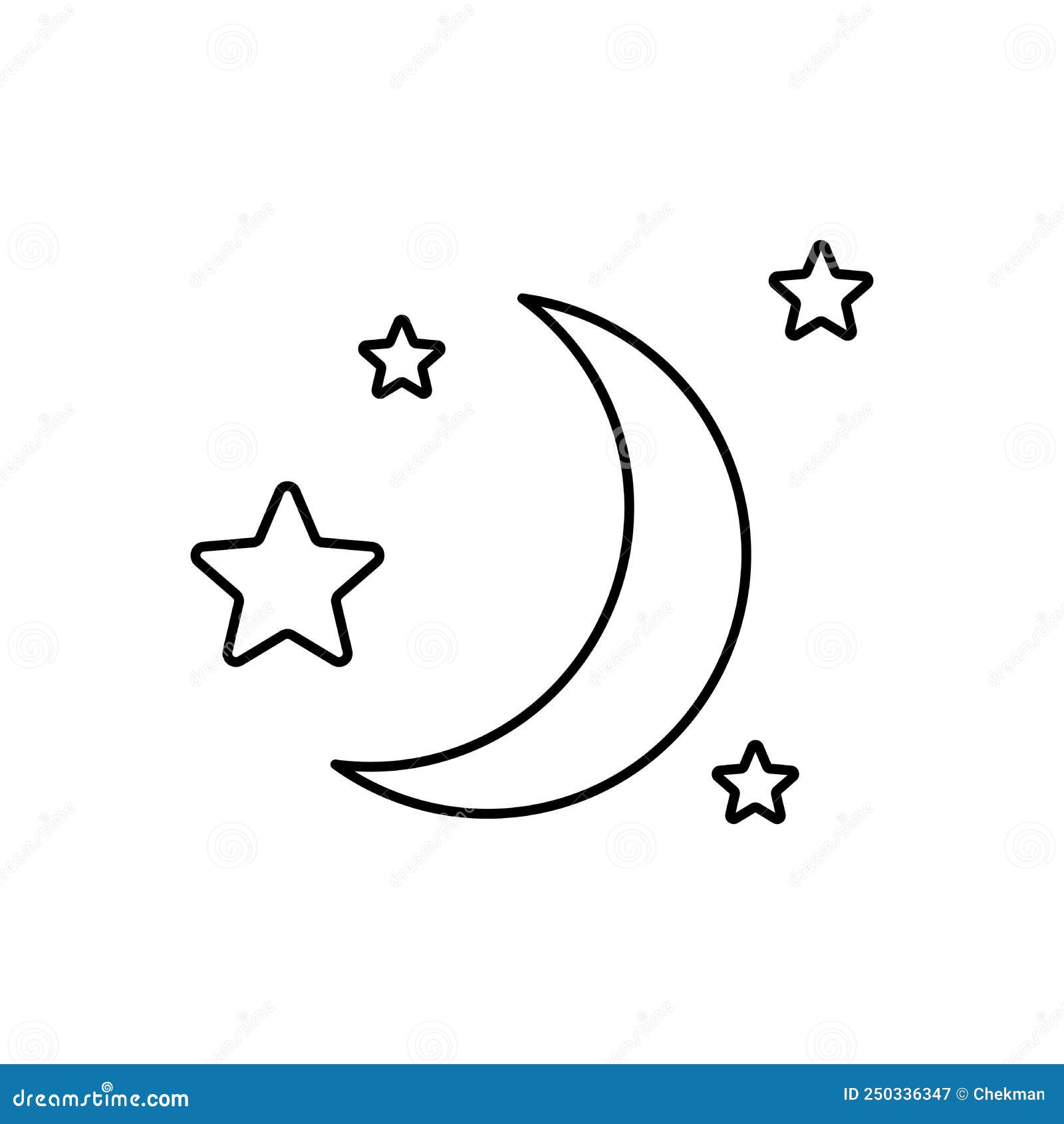 Moon Icon. Black Icon of Moon and Stars. Linear Moon Icon Isolated ...