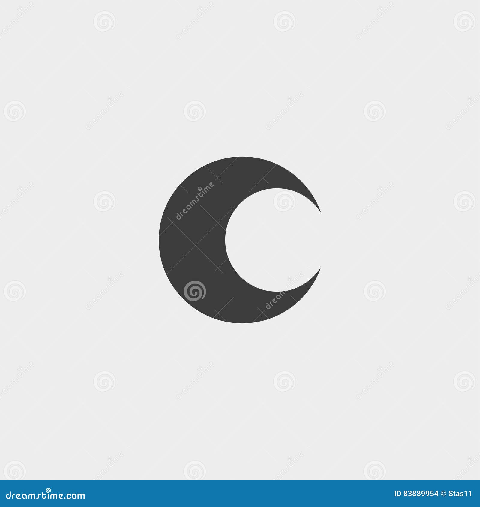 Moon Icon in a Flat Design in Black Color. Vector Illustration Eps10 ...