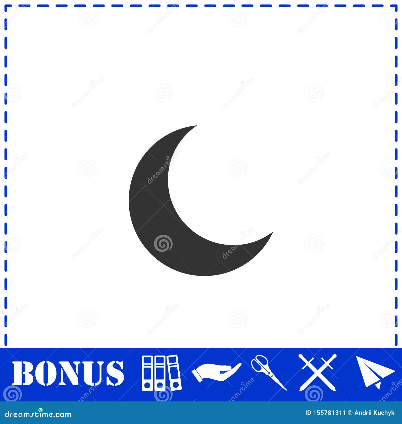Moon icon flat stock vector. Illustration of celestial - 155781311