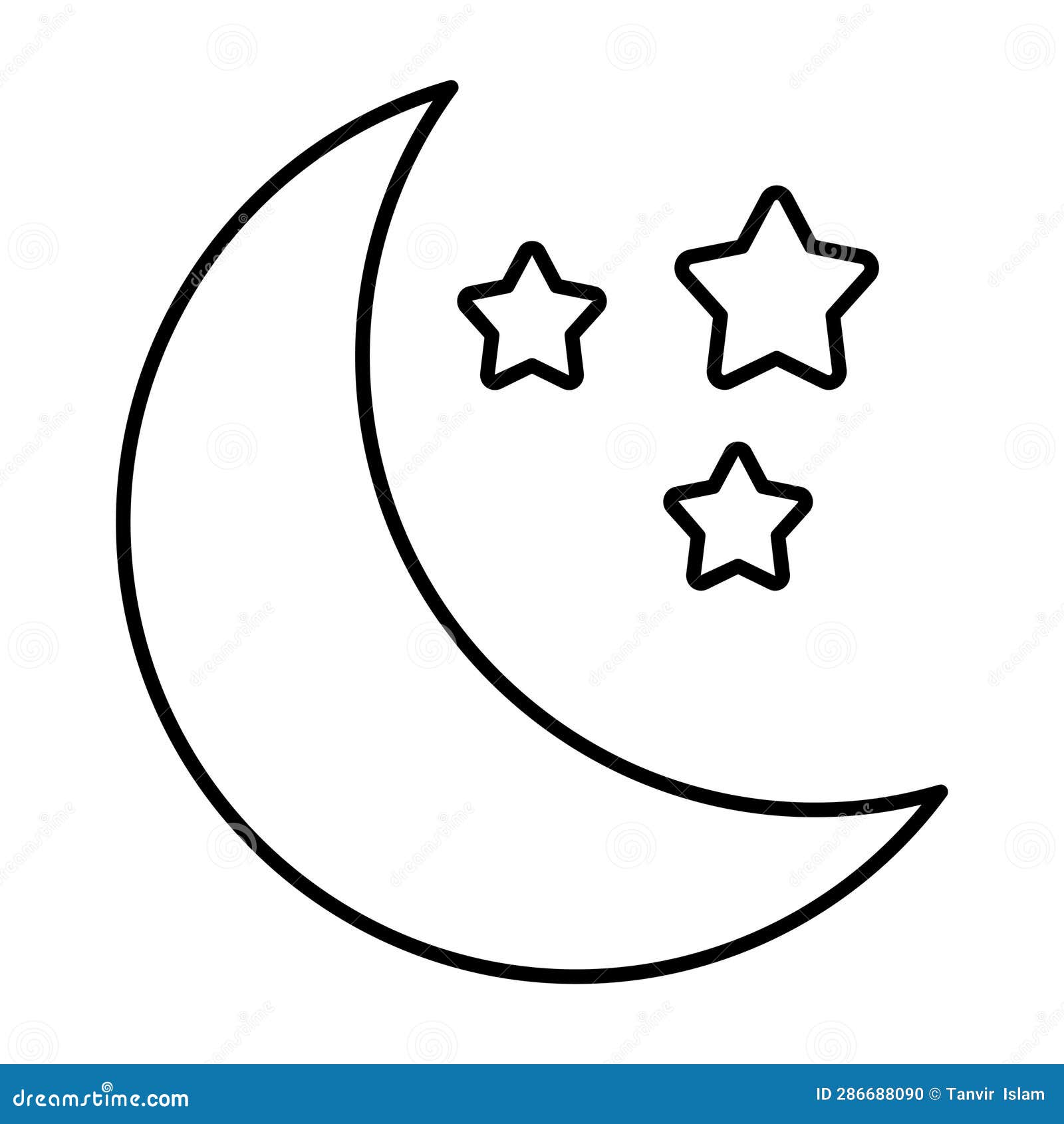 Moon Icon in Outline Style stock vector. Illustration of symbol - 286688090