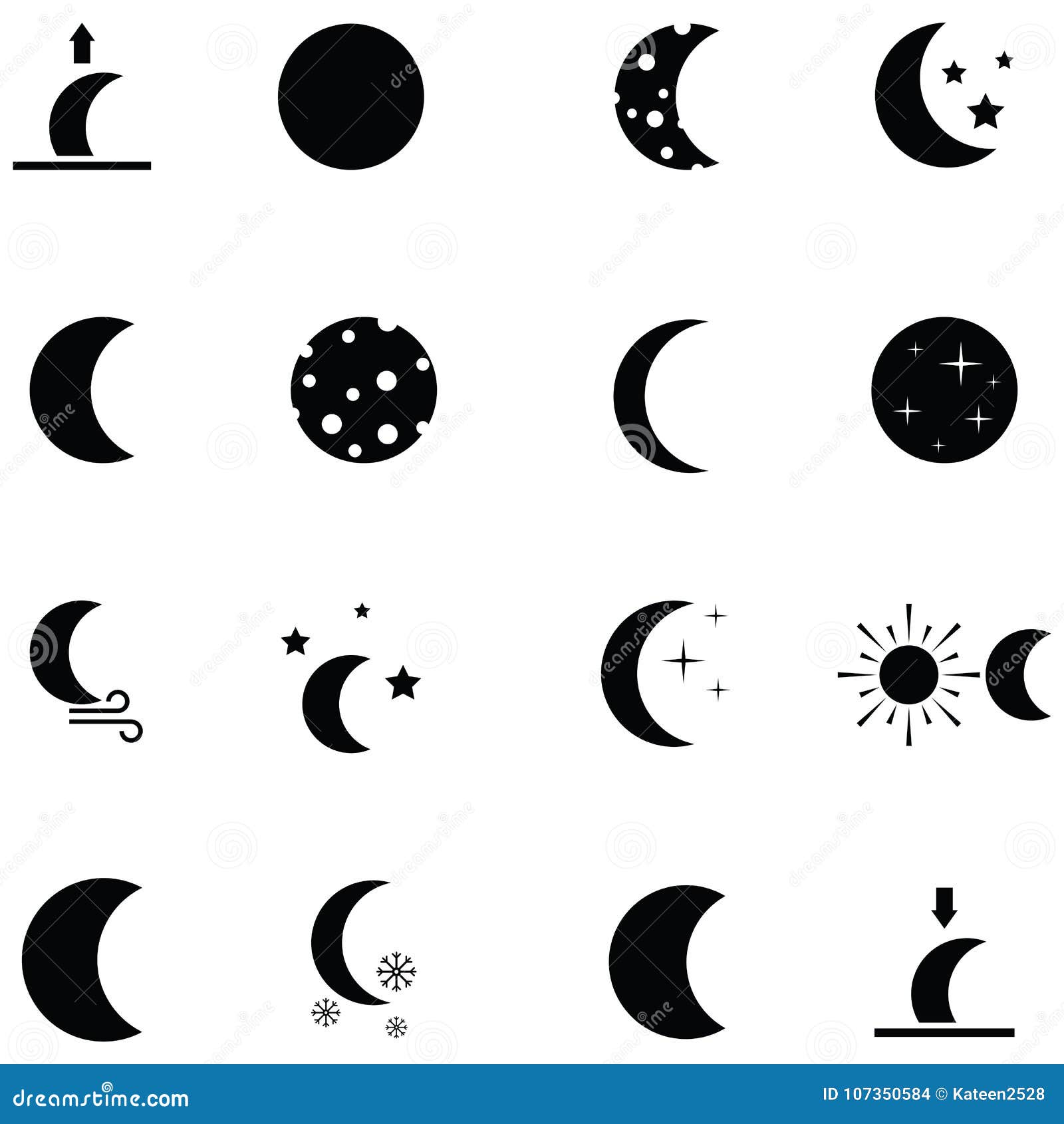 Moon icon set stock vector. Illustration of light, simple - 107350584